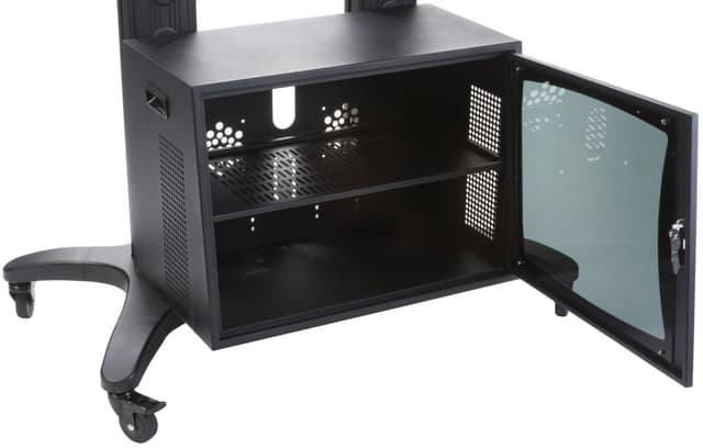 Mobile TV Rack with Lockable Storage | Swivel Casters | Displays2Go