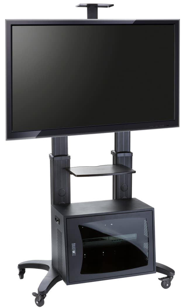 Mobile TV Rack with Lockable Storage | Swivel Casters | Displays2Go