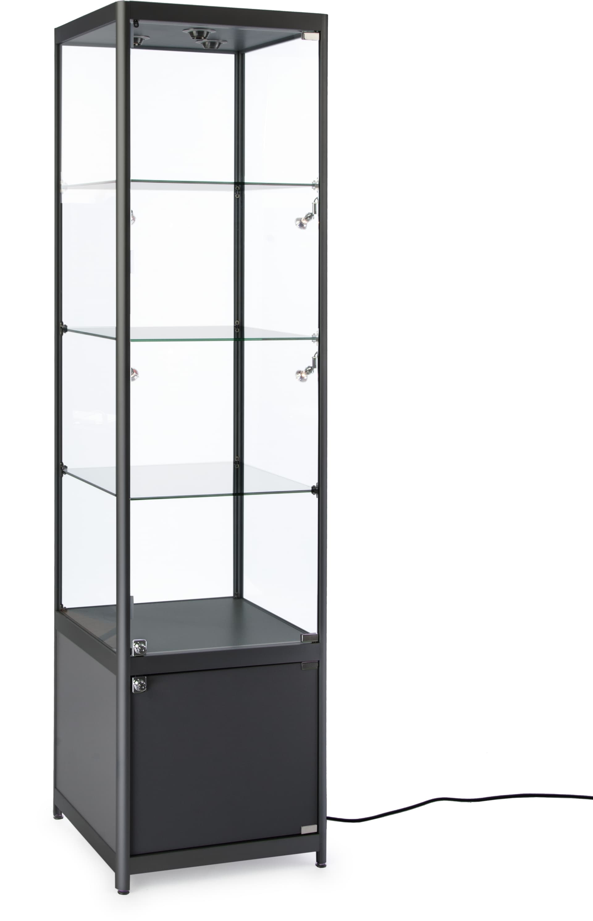 Black Illuminated Tower Display | Tempered Glass | Displays2Go
