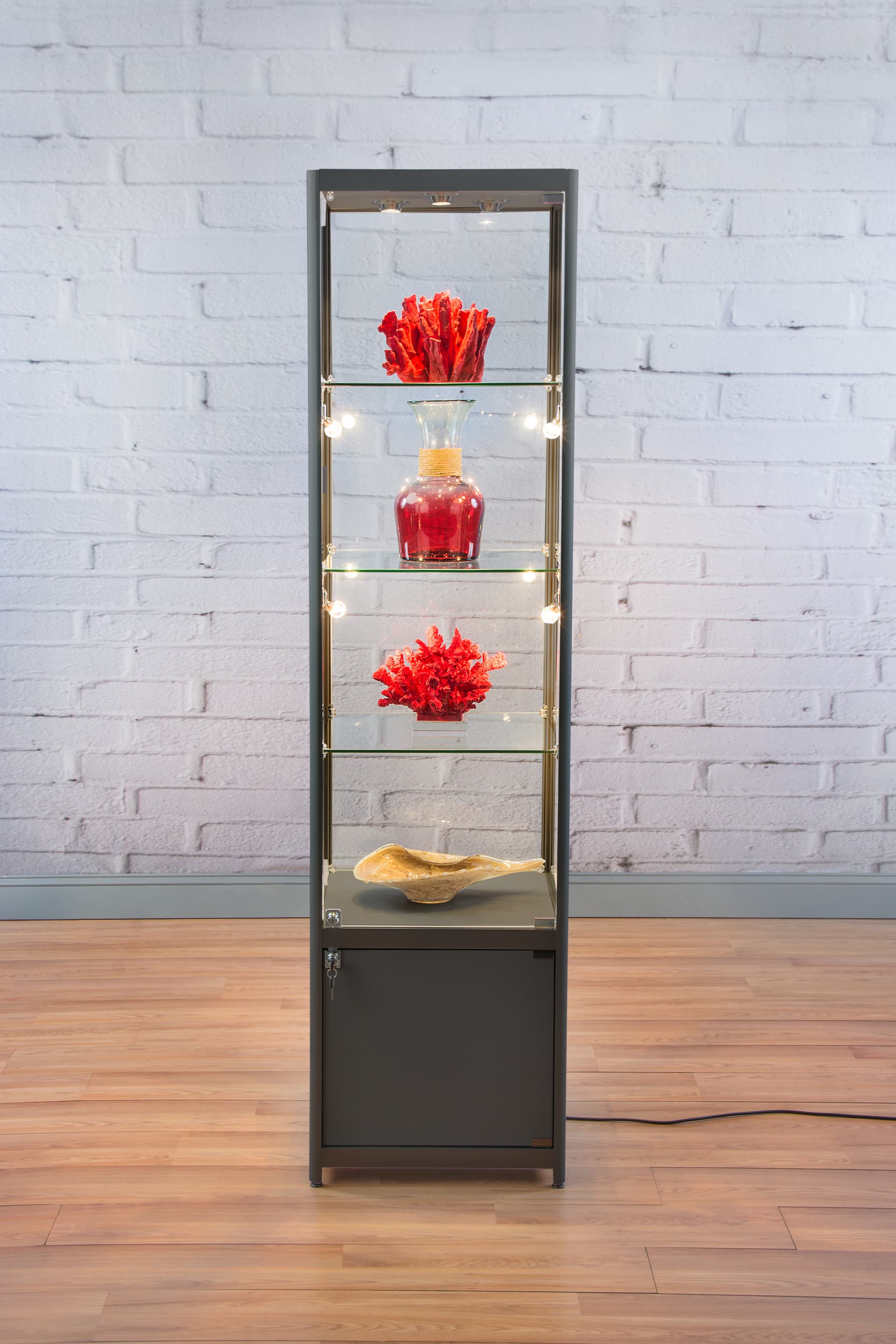 Black Illuminated Tower Display | Tempered Glass | Displays2Go