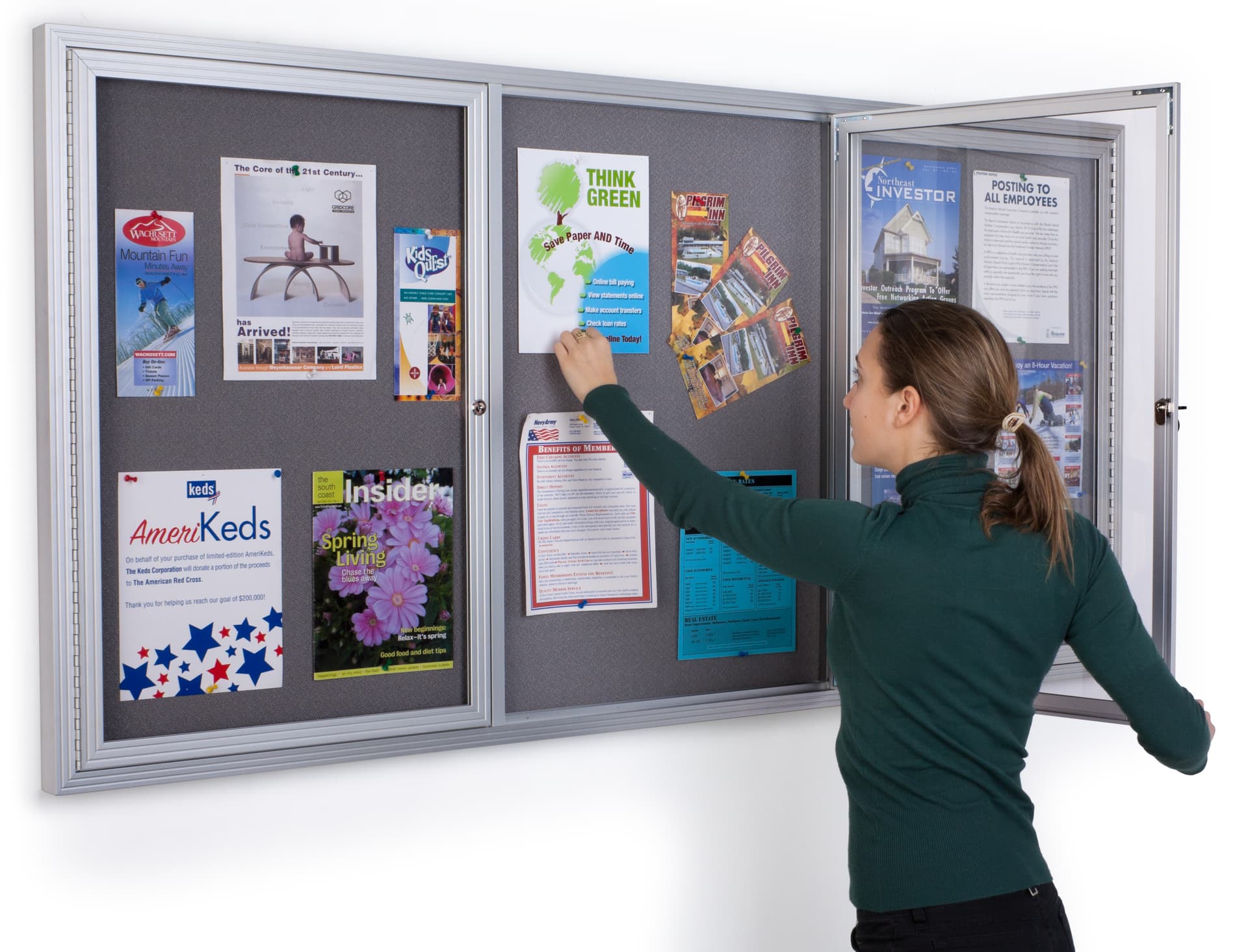 Swing Open Fabric Tackboard - 72 x 36 Polycarbonate | Displays2Go