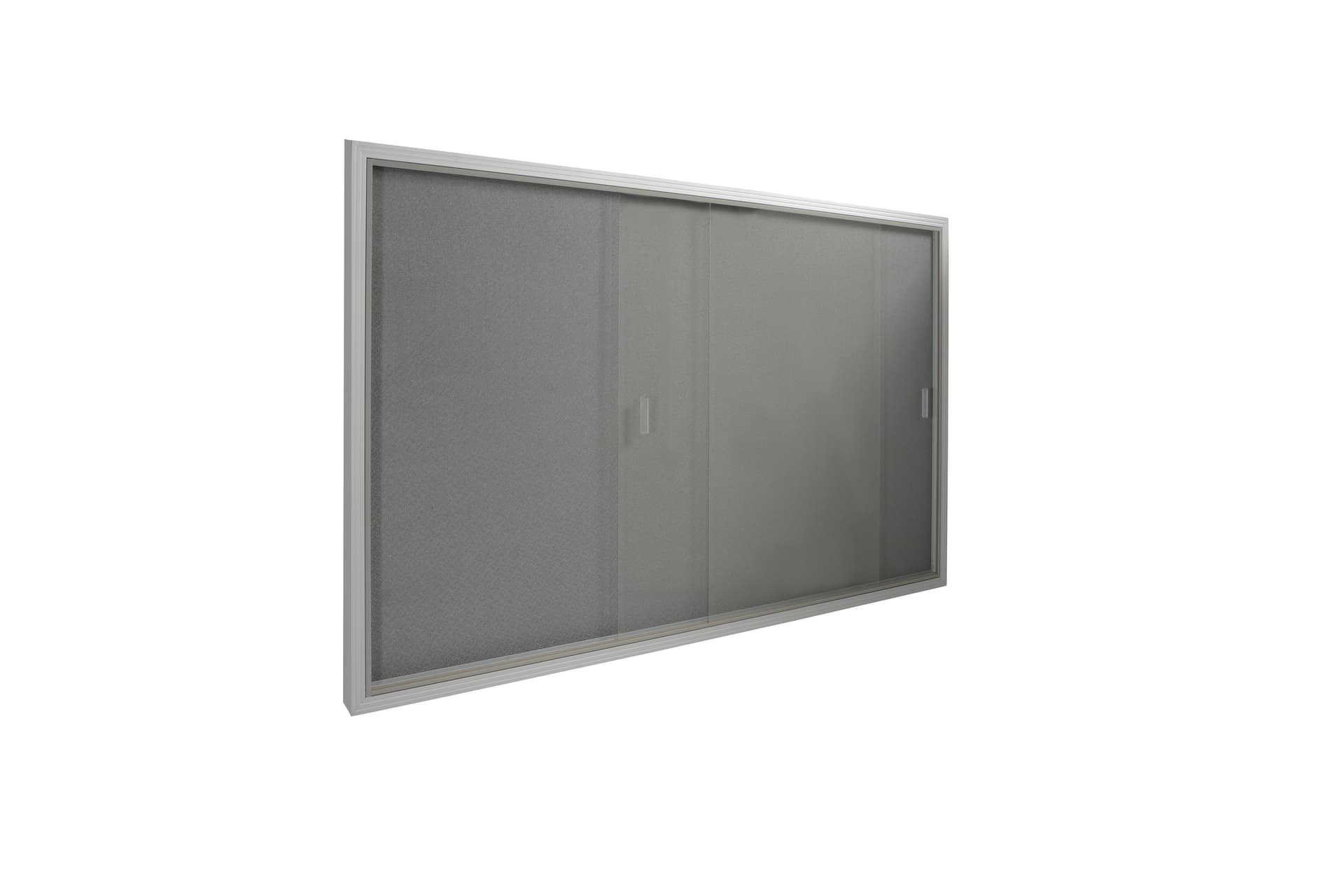 4' x 3' Glass Bulletin Board w/ Gray Fabric Interior | Displays2Go