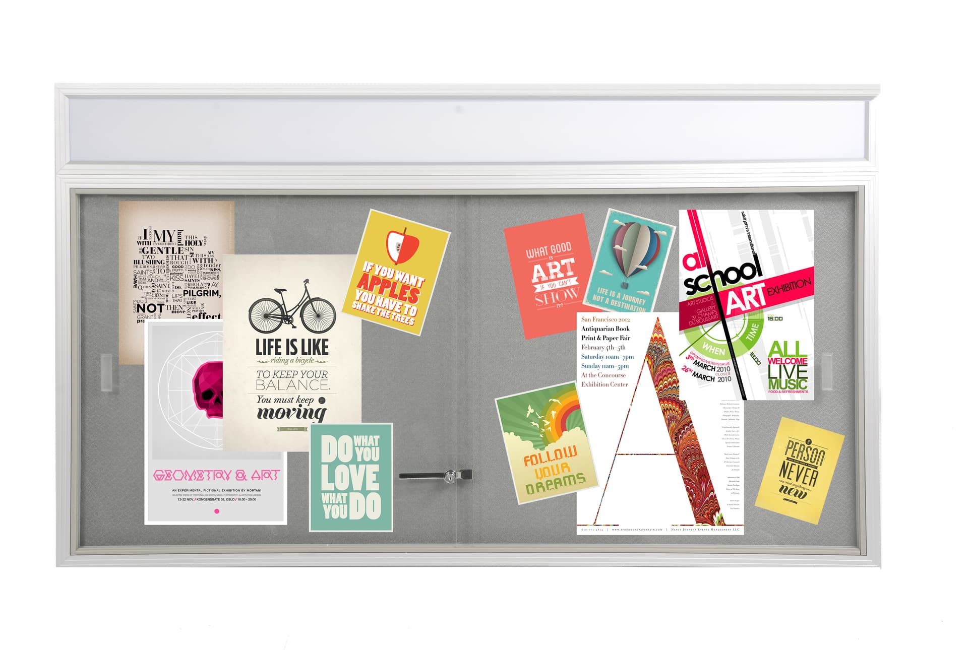 5' x 3' School Glass Bulletin Board with Fabric Tackboard | Displays2Go