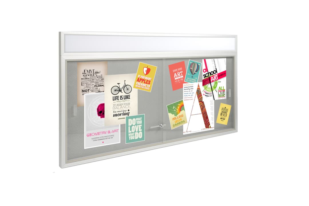 5' x 3' School Glass Bulletin Board with Fabric Tackboard | Displays2Go