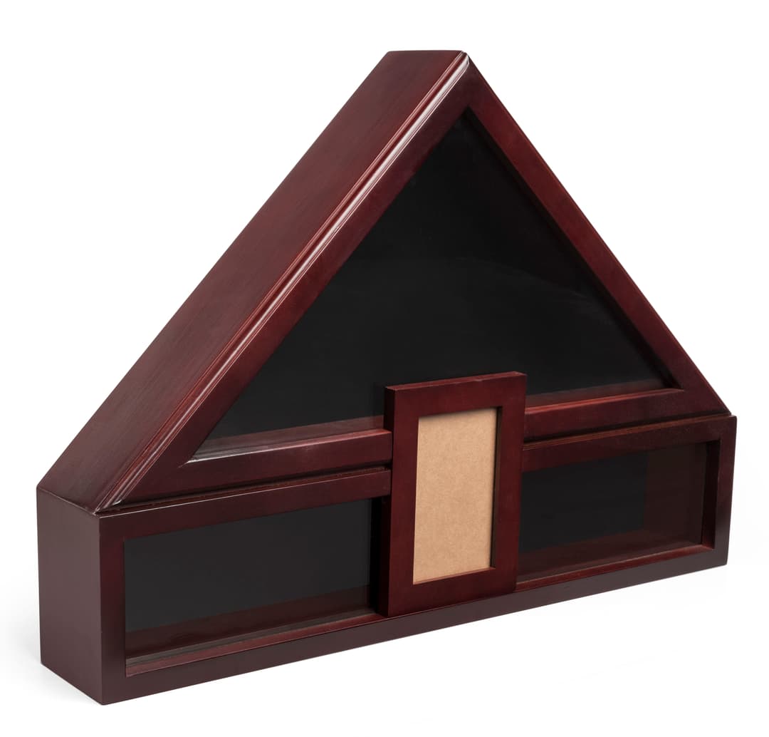 Flag Shadow Box with Picture Frame | 5’ x 9.5’ Tri-Fold Banner ...