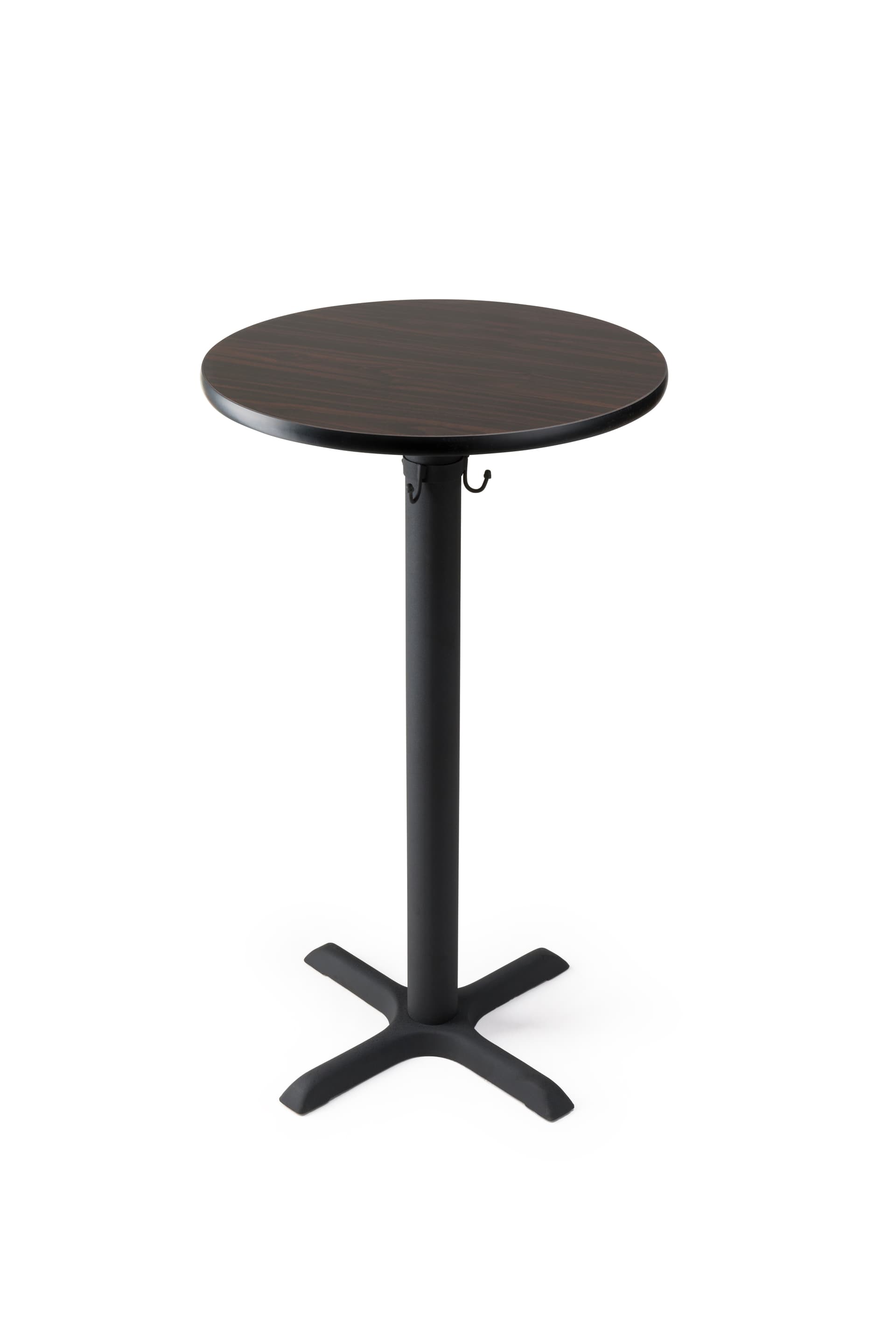 Round Tall Highboy Table | 24”w 42”h Mocha Walnut w/ Bag Hooks ...