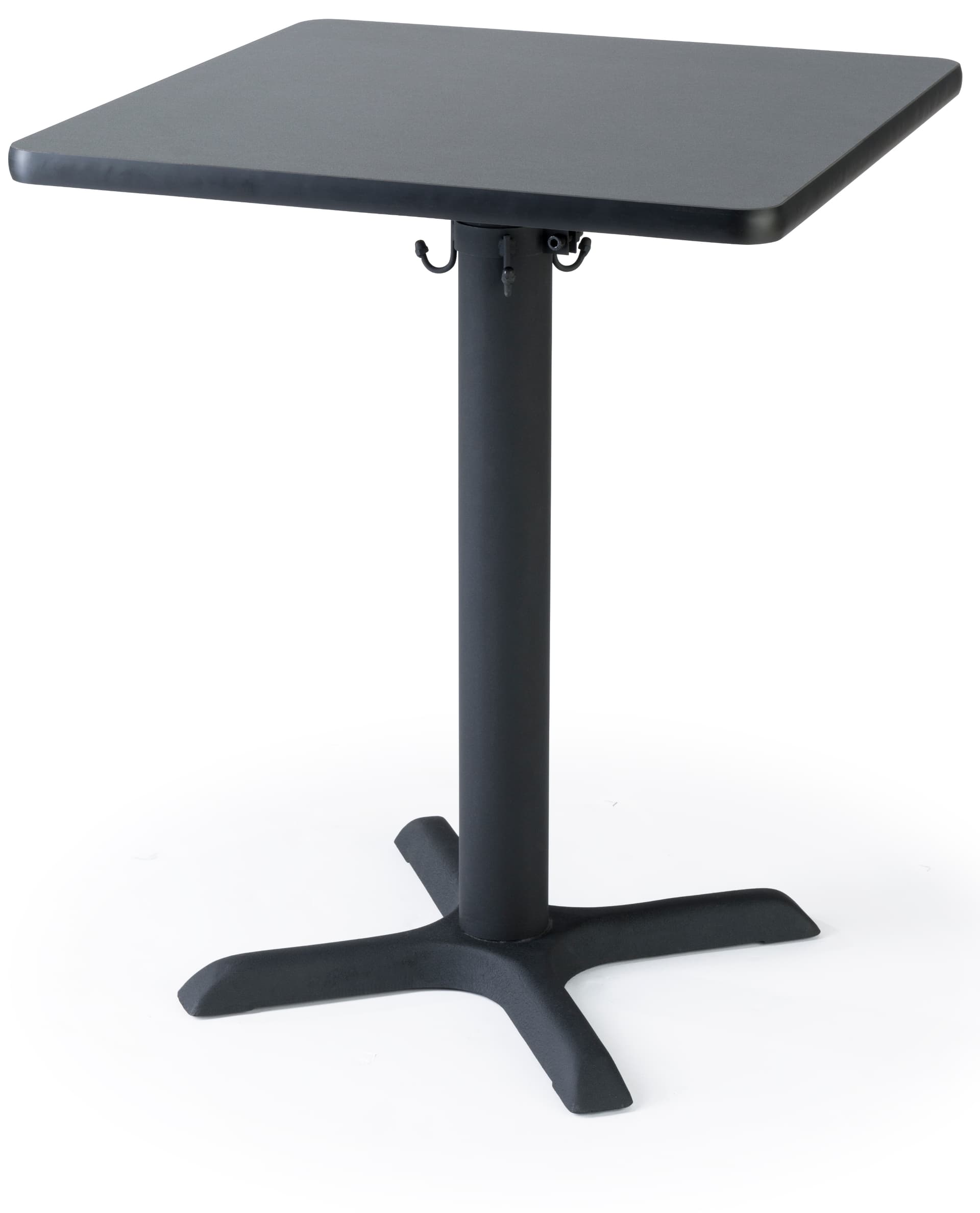 Square Café Table | 24”w 29”h Black w/ Bag Hooks | Displays2Go
