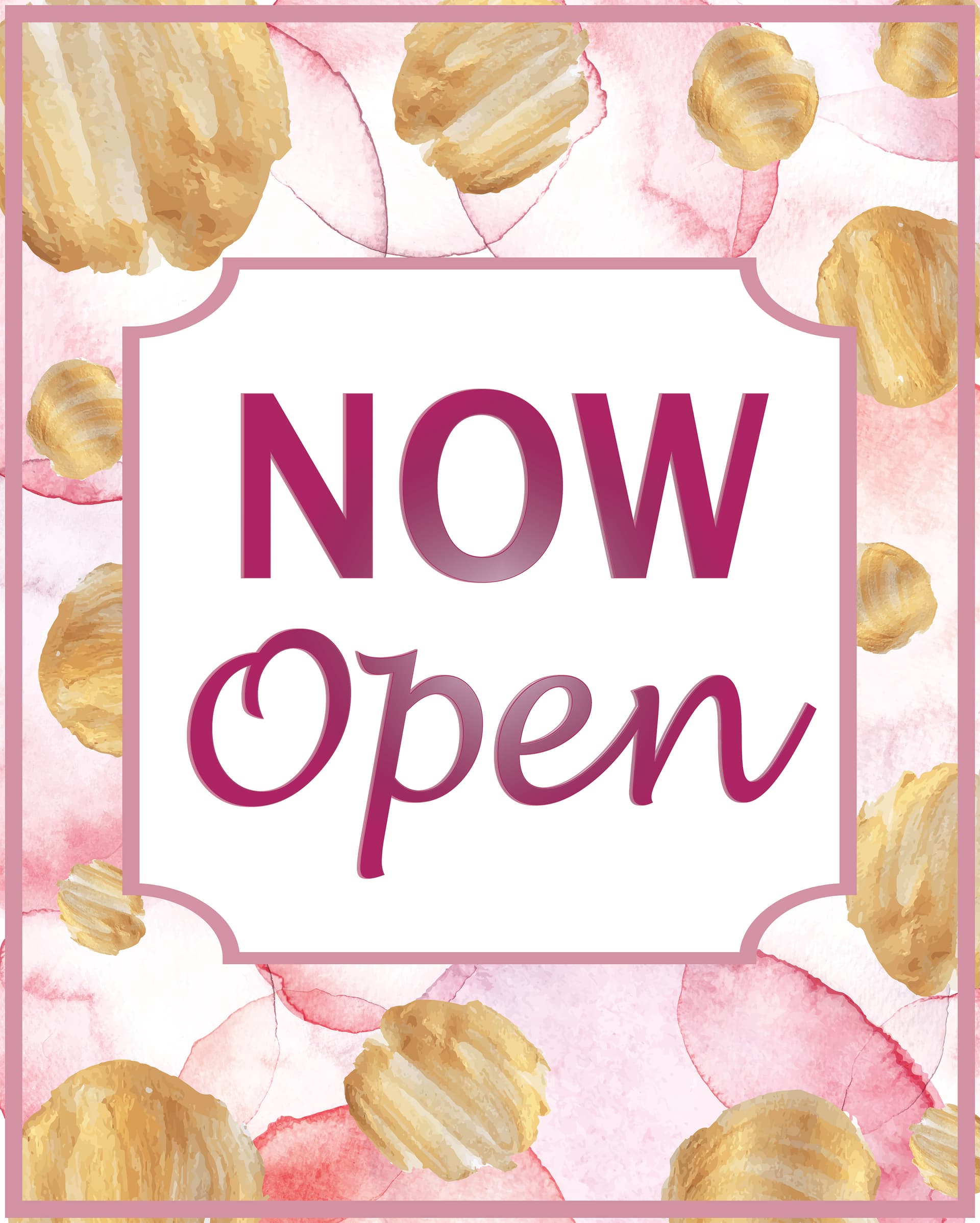 Adhesive Vinyl NOW OPEN Floor Stickers | Rectangle Floral Design ...