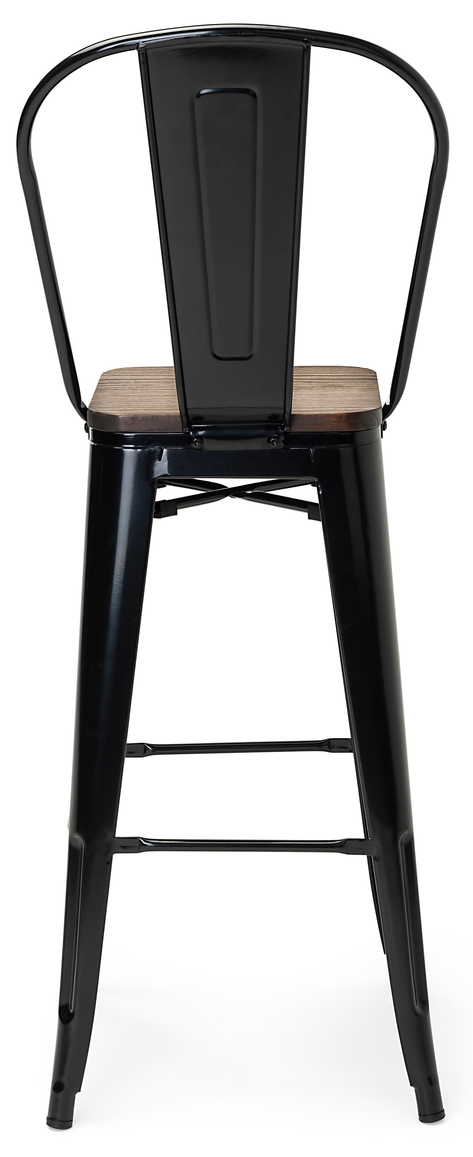 High Back Bar Stool Set | Wood and Metal Counter Height Design ...