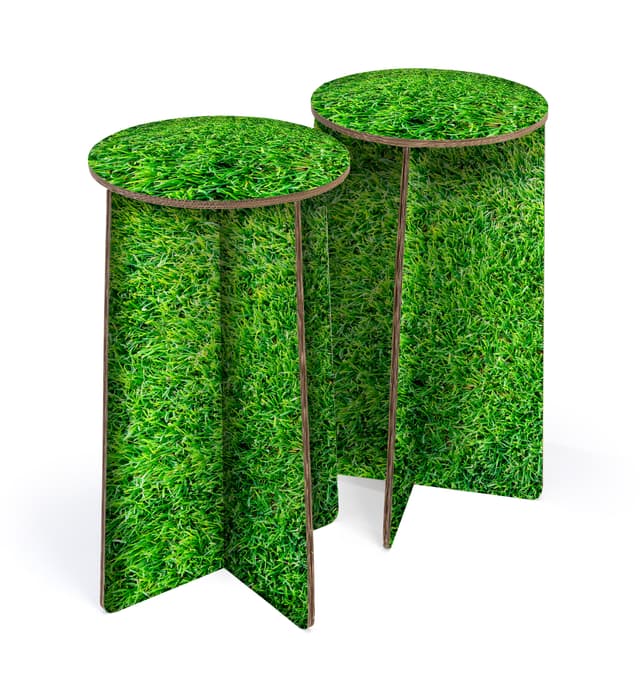 Simple Cardboard Round Stool | 29"h, Grass Print | Displays2Go