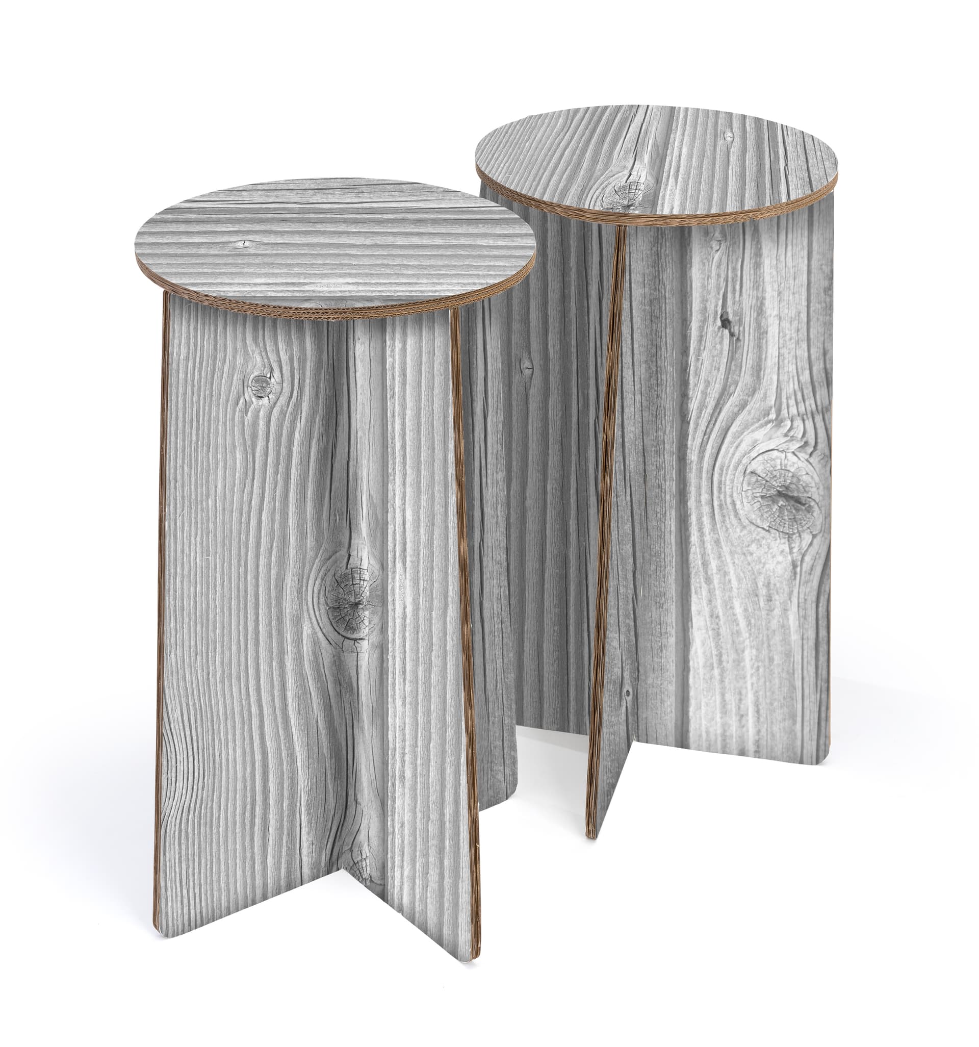 Disposable Cardboard Show Stools | 29"h, Gray Wood Print | Displays2Go