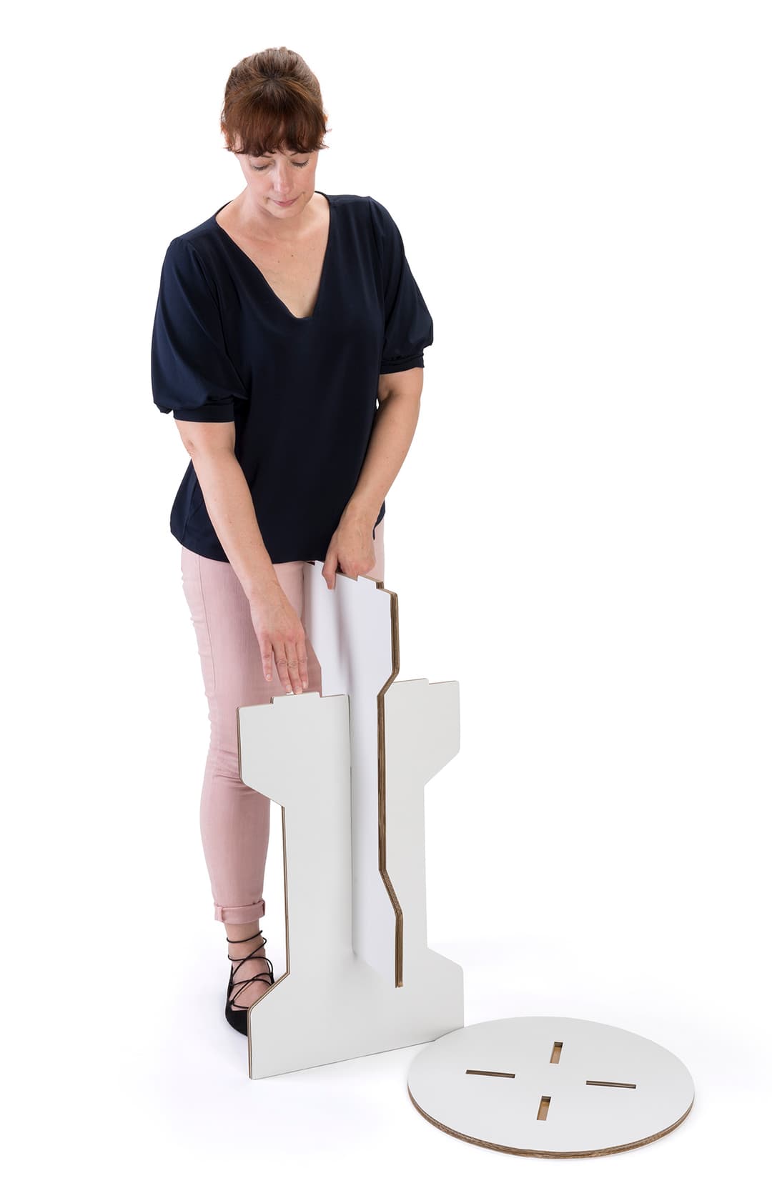 Cardboard Pedestal Table | 25"h, Grass Print | Displays2Go