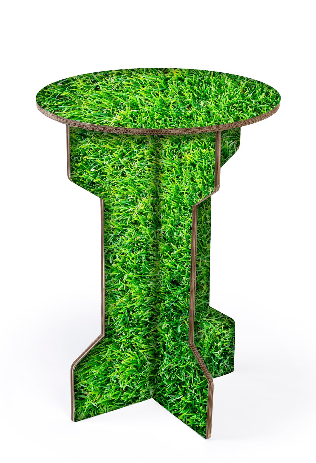 Cardboard Pedestal Table | 25"h, Grass Print | Displays2Go