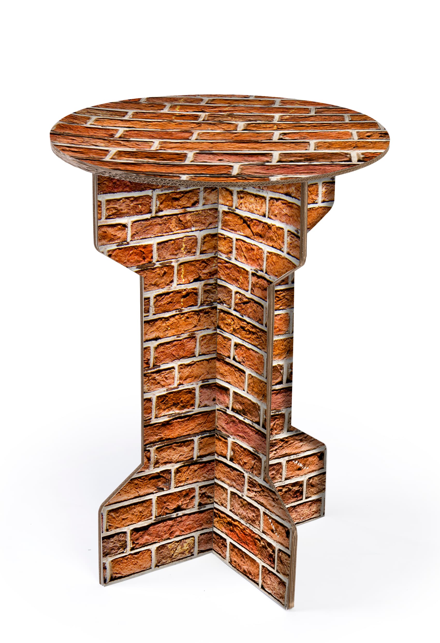Round Cardboard Table | 25"h, Red Brick Print | Displays2Go