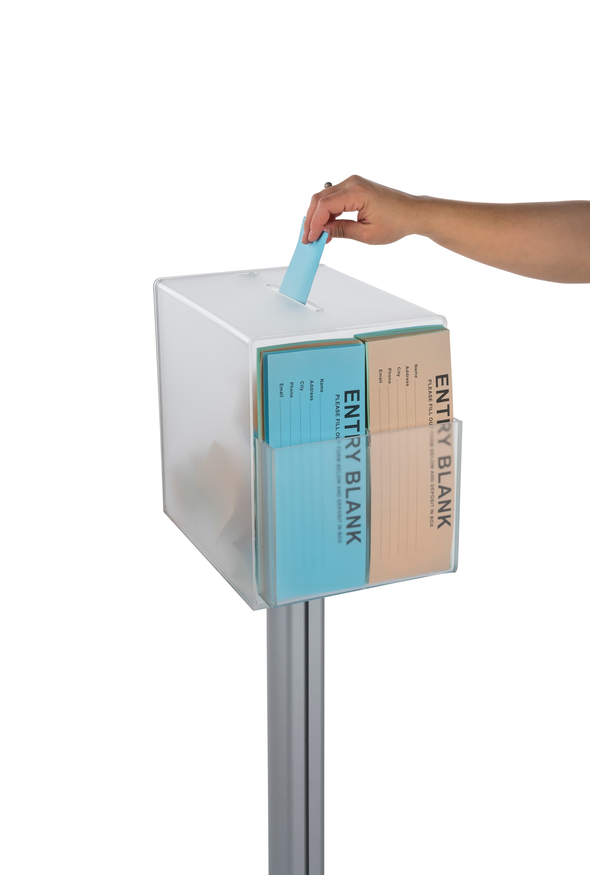 Pedestal Suggestion Box Stand with Lock | Frosted for Privacy | Displays2Go