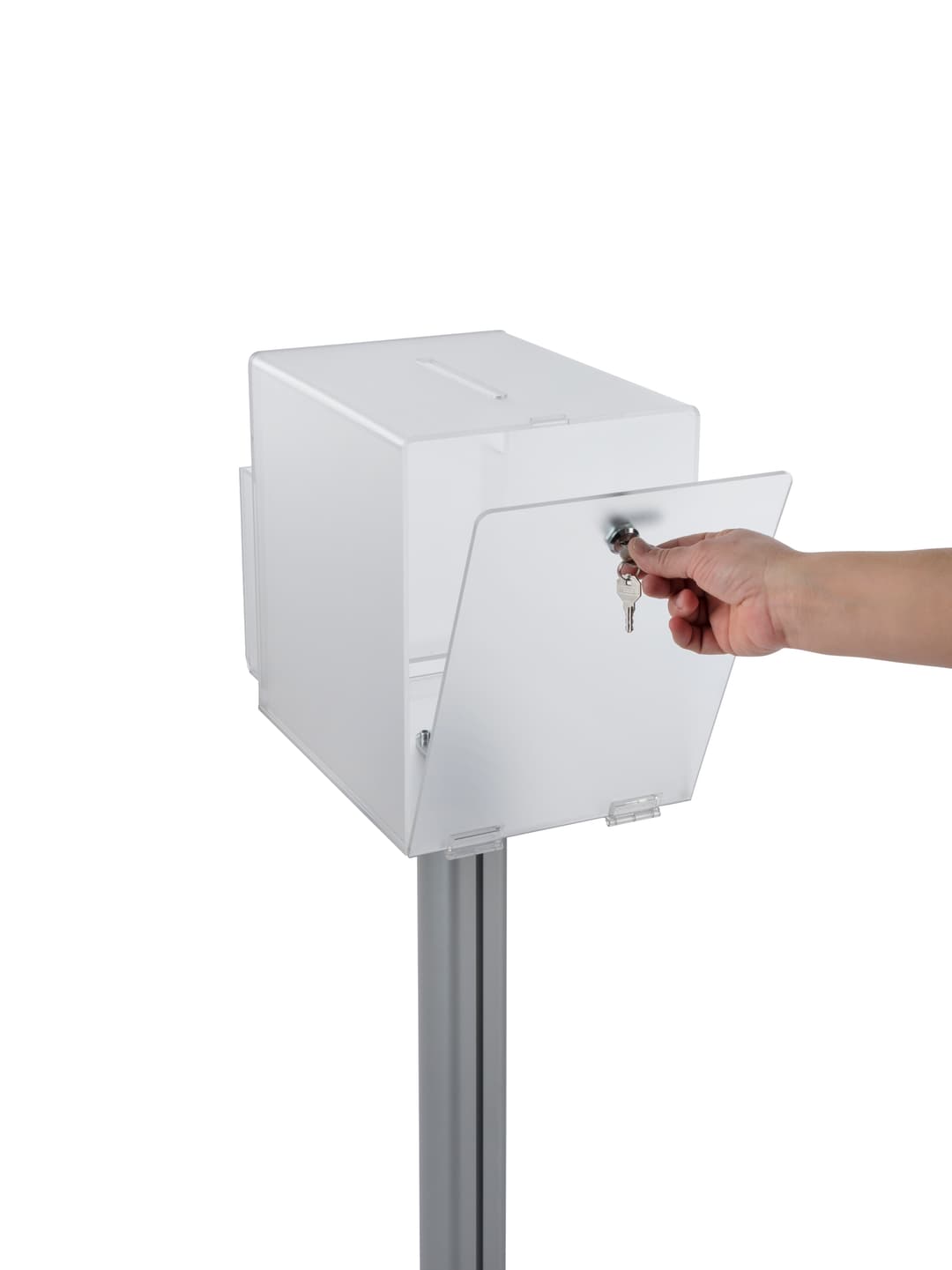Pedestal Suggestion Box Stand with Lock | Frosted for Privacy | Displays2Go