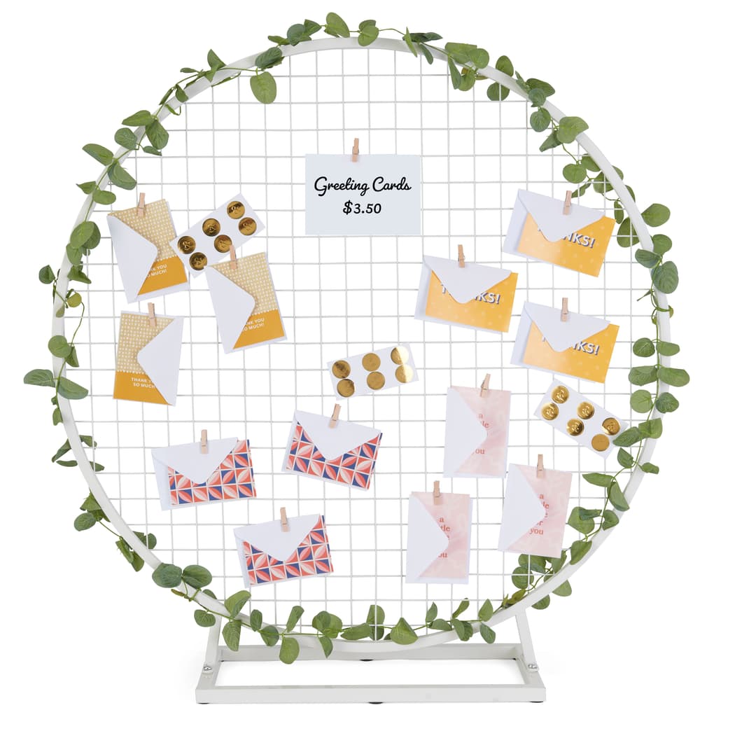 Tabletop Wreath Hoop with Grid | Lightweight Portable Design | Displays2Go