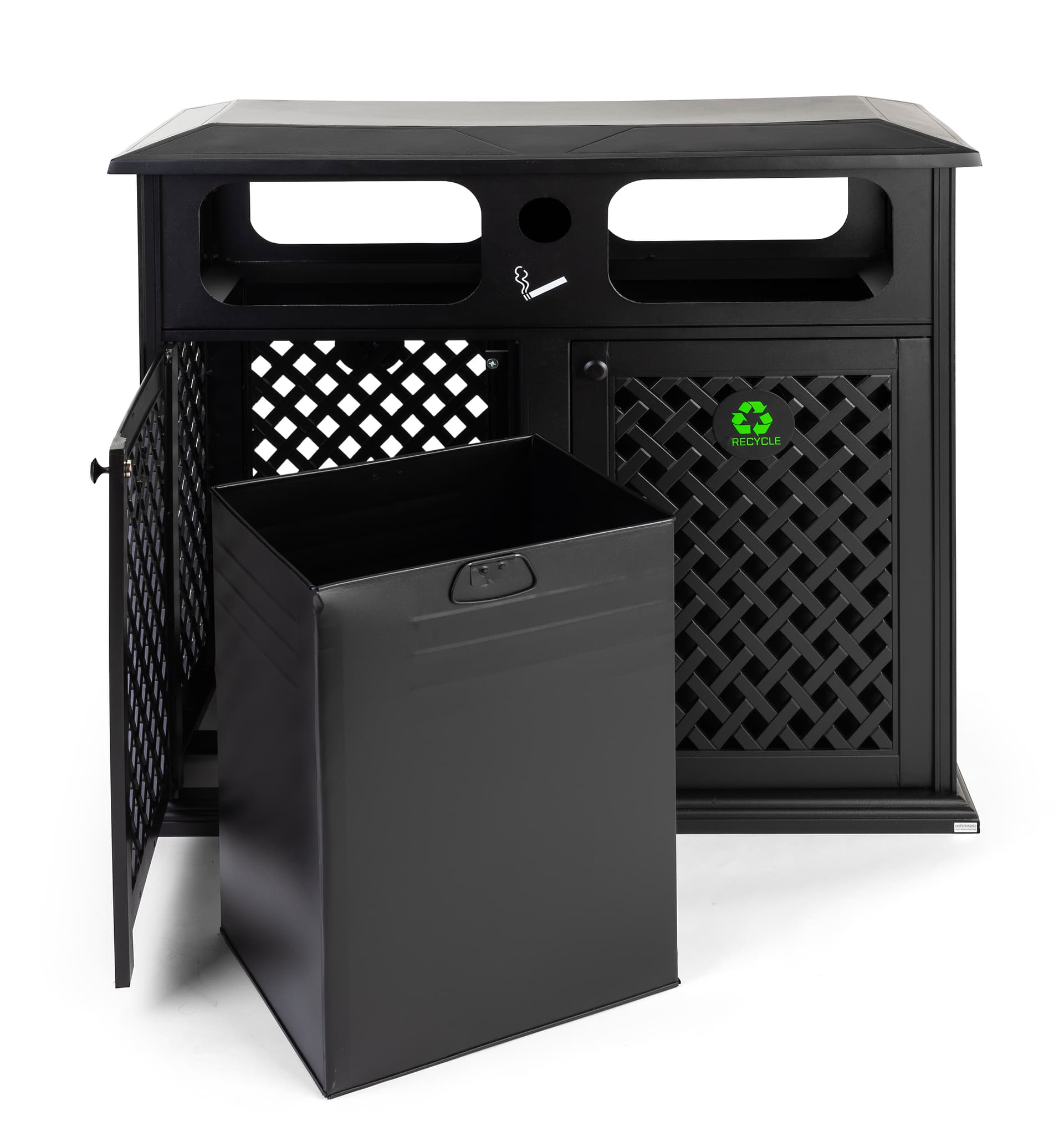 Dual Outdoor Waste Bin | Basket Weave Design | Displays2Go