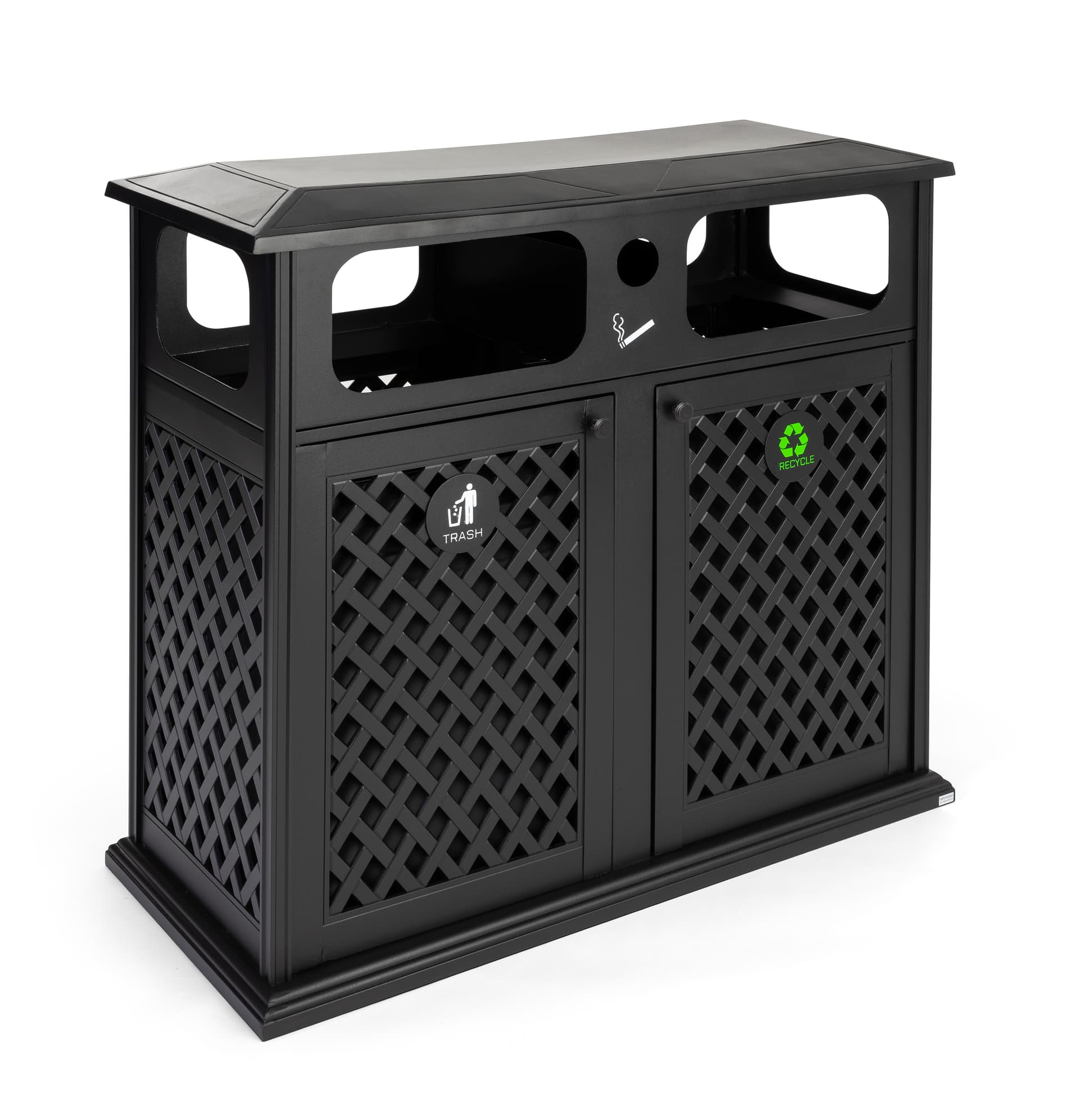 Dual Outdoor Waste Bin | Basket Weave Design | Displays2Go