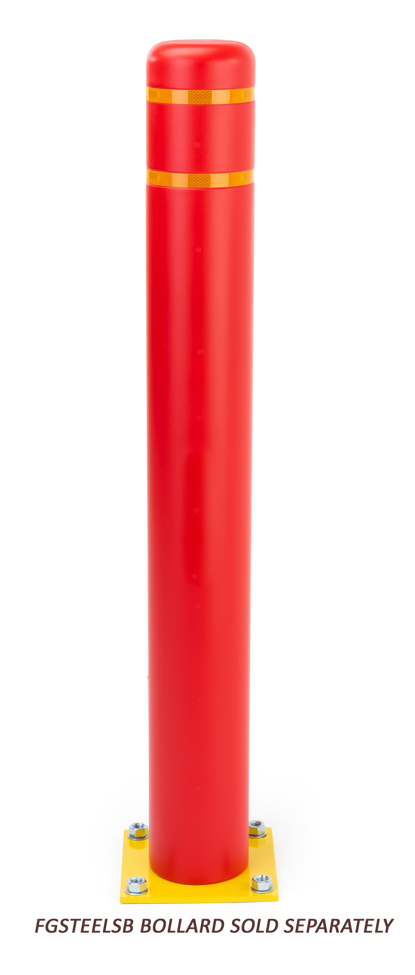 Protective Bollard Post Cover | Two Yellow Reflective Bands | Displays2Go