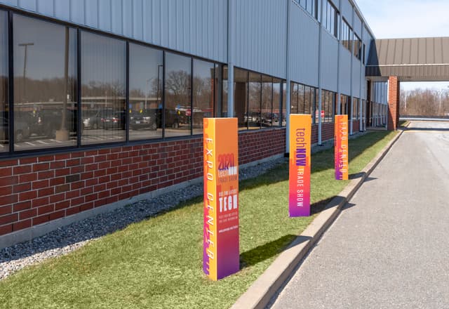 Triangle Marketing Bollard Cover | Full-Color Custom Printing | Displays2Go