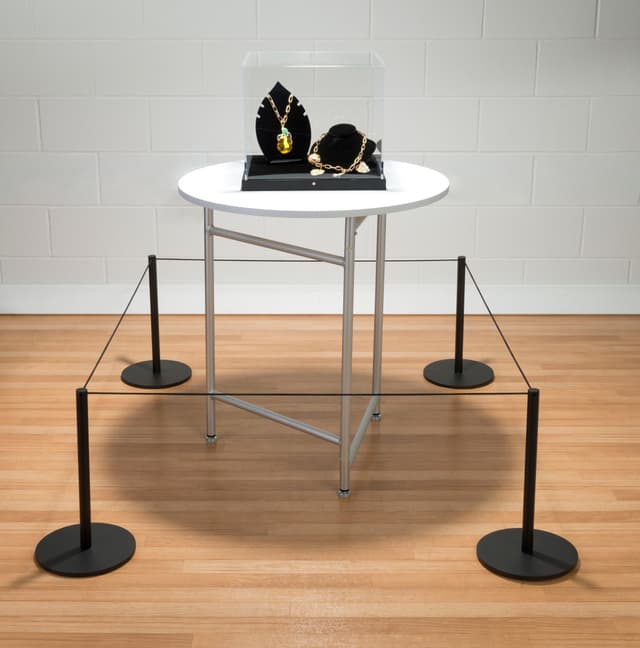 Black Low Profile Exhibit Stanchion | Removable Cap | Displays2Go