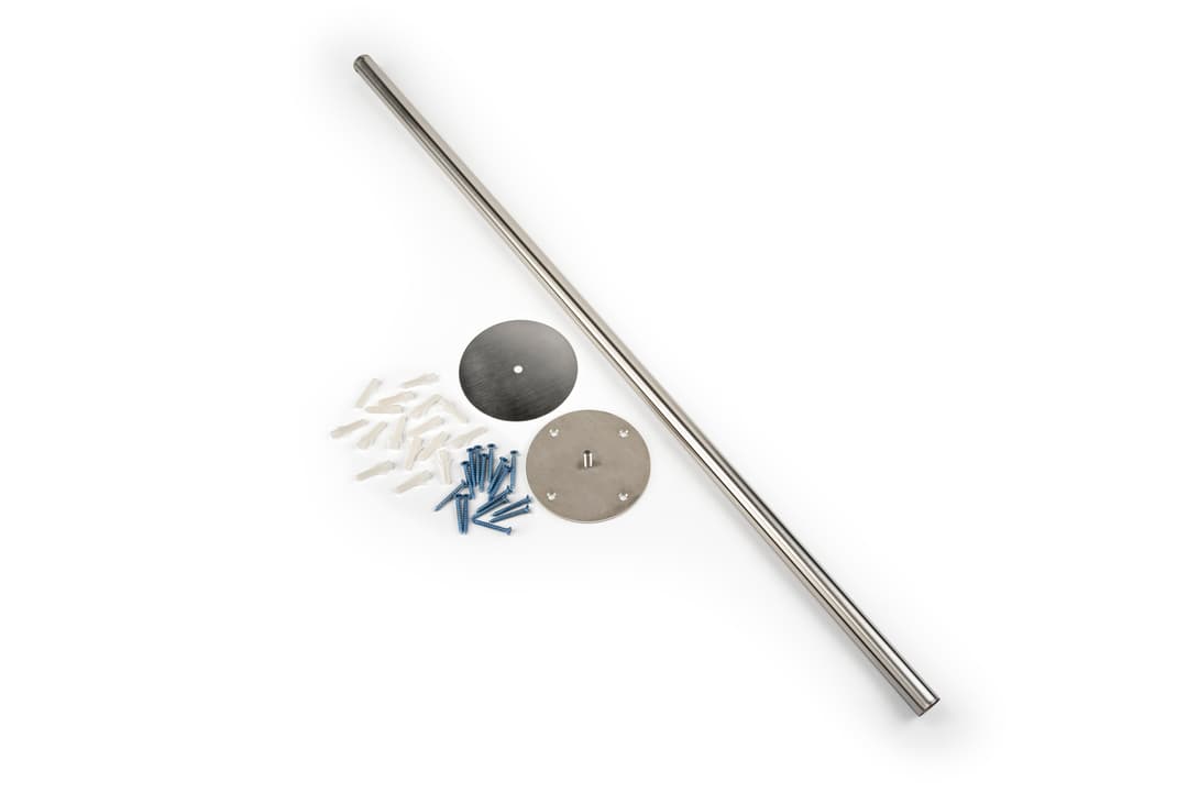 Art Gallery Fixed Floor Stanchion | 39" High Brushed Silver | Displays2Go