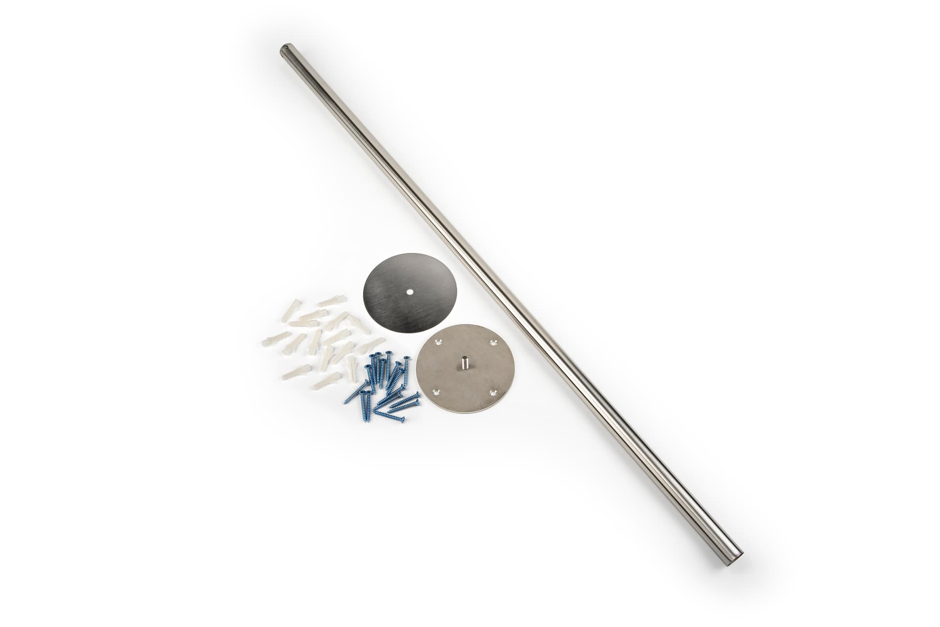 Art Gallery Fixed Floor Stanchion | 39" High Brushed Silver | Displays2Go