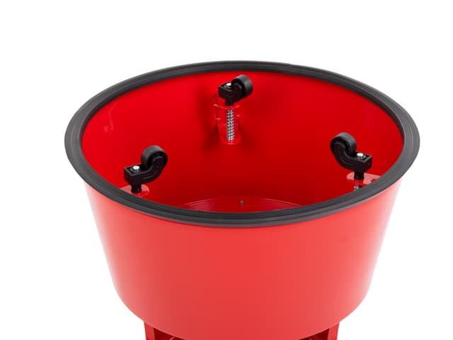 Round Rolling Step Stool | 17" Tall 2-Tier Red Steel | Displays2Go