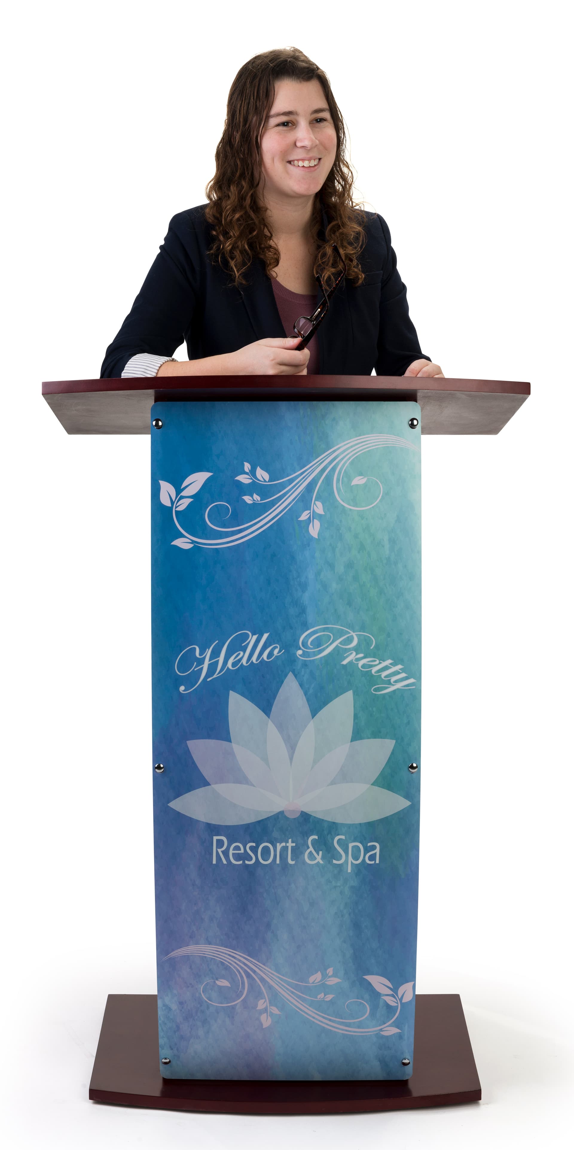 Contemporary Lectern with Custom Curved Panel | Frosted Acrylic ...