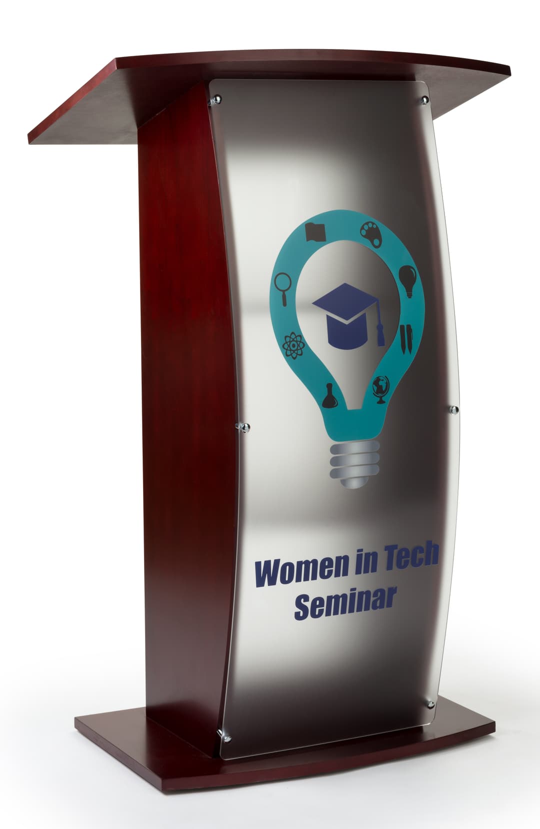 Contemporary Lectern with Custom Curved Panel | Frosted Acrylic ...