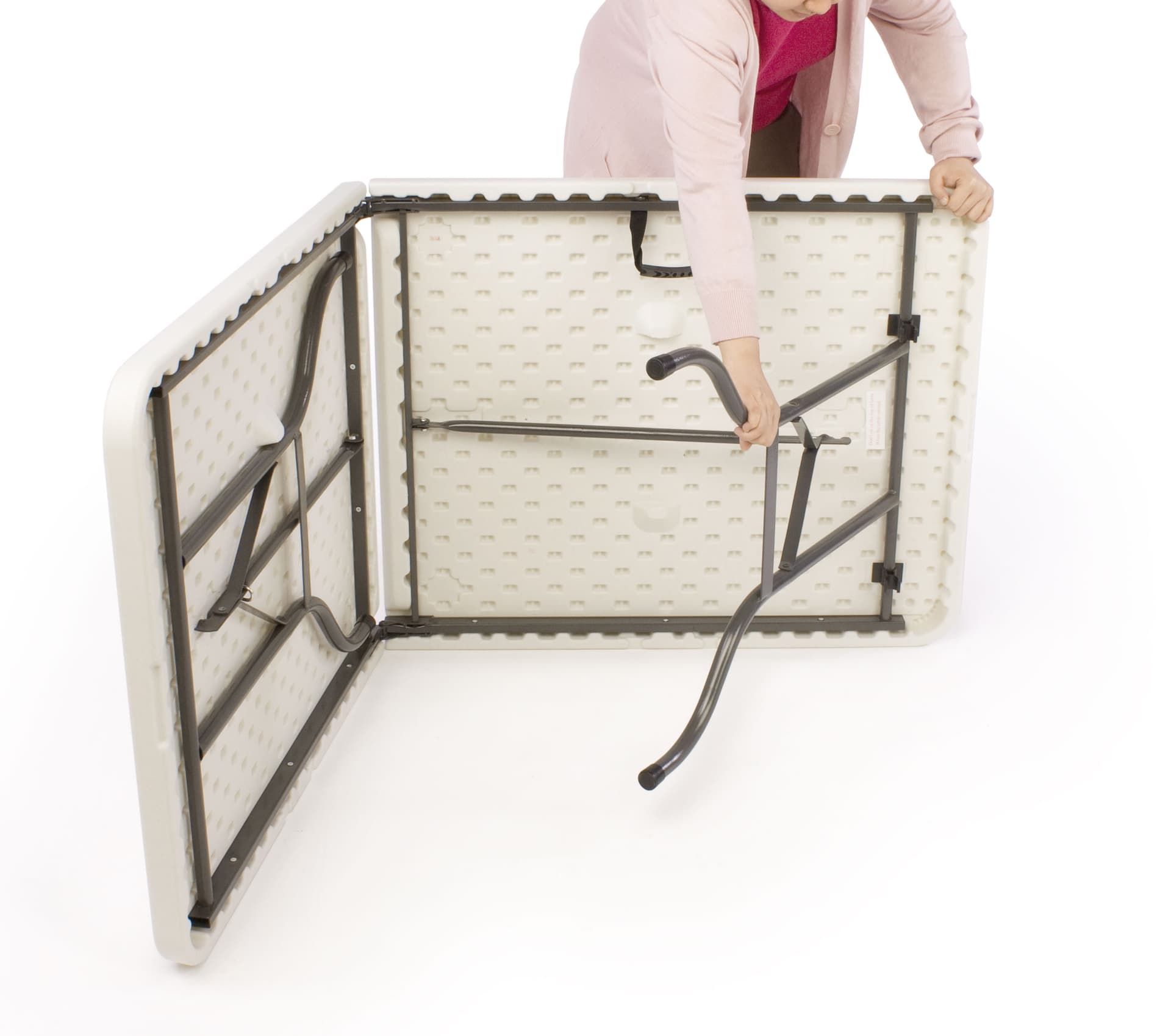 Plastic 8' Folding Table for Use at a Show or Exhibit | Displays2Go