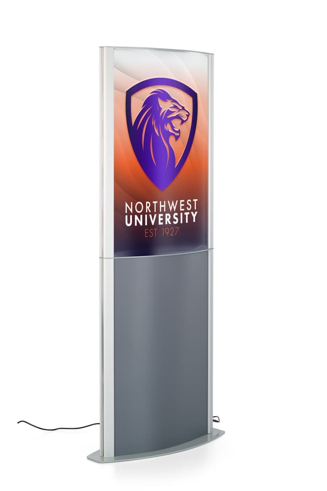 Illuminated Poster Stand - w/ Printed Silver Panels | Displays2Go