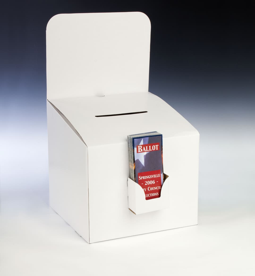 Floor Standing Cardboard Ballot Box | Literature Pocket | Displays2Go