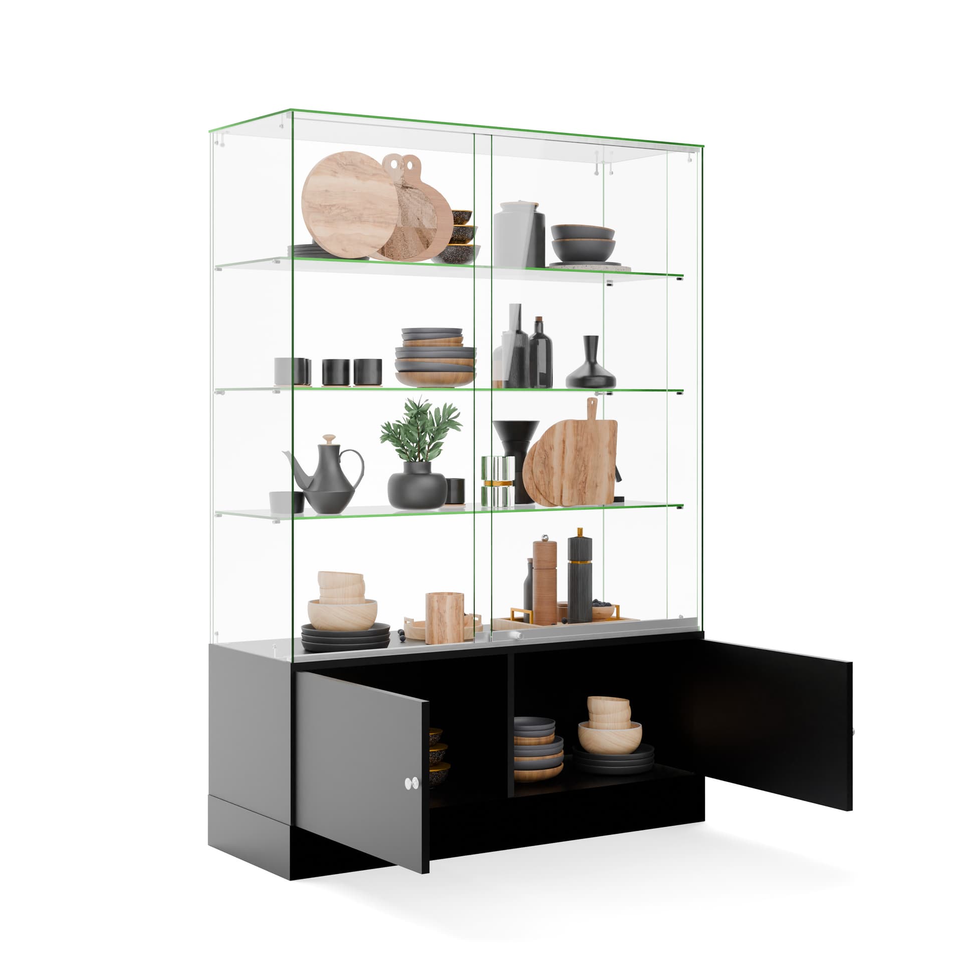 Free Standing Display Case | Frameless Design w/ Storage Base | Displays2Go