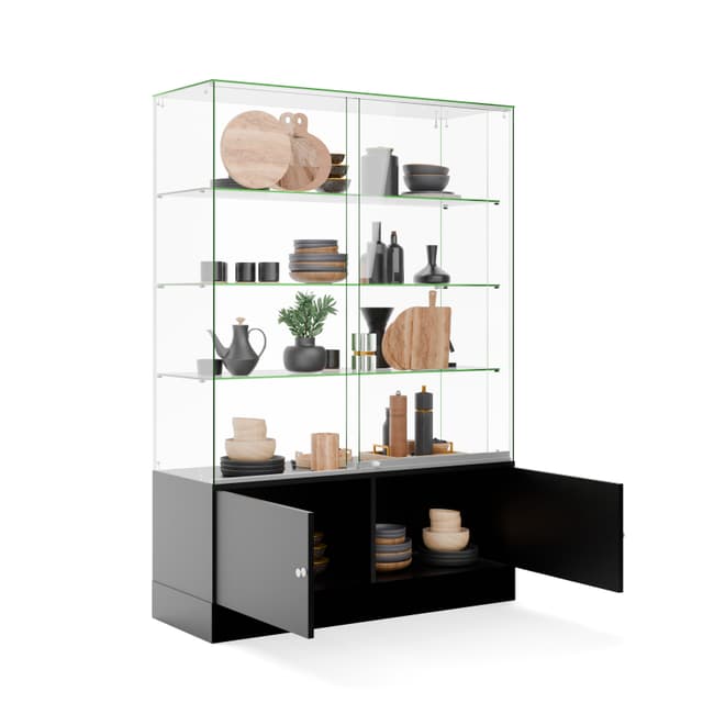 Free Standing Display Case | Frameless Design w/ Storage Base | Displays2Go