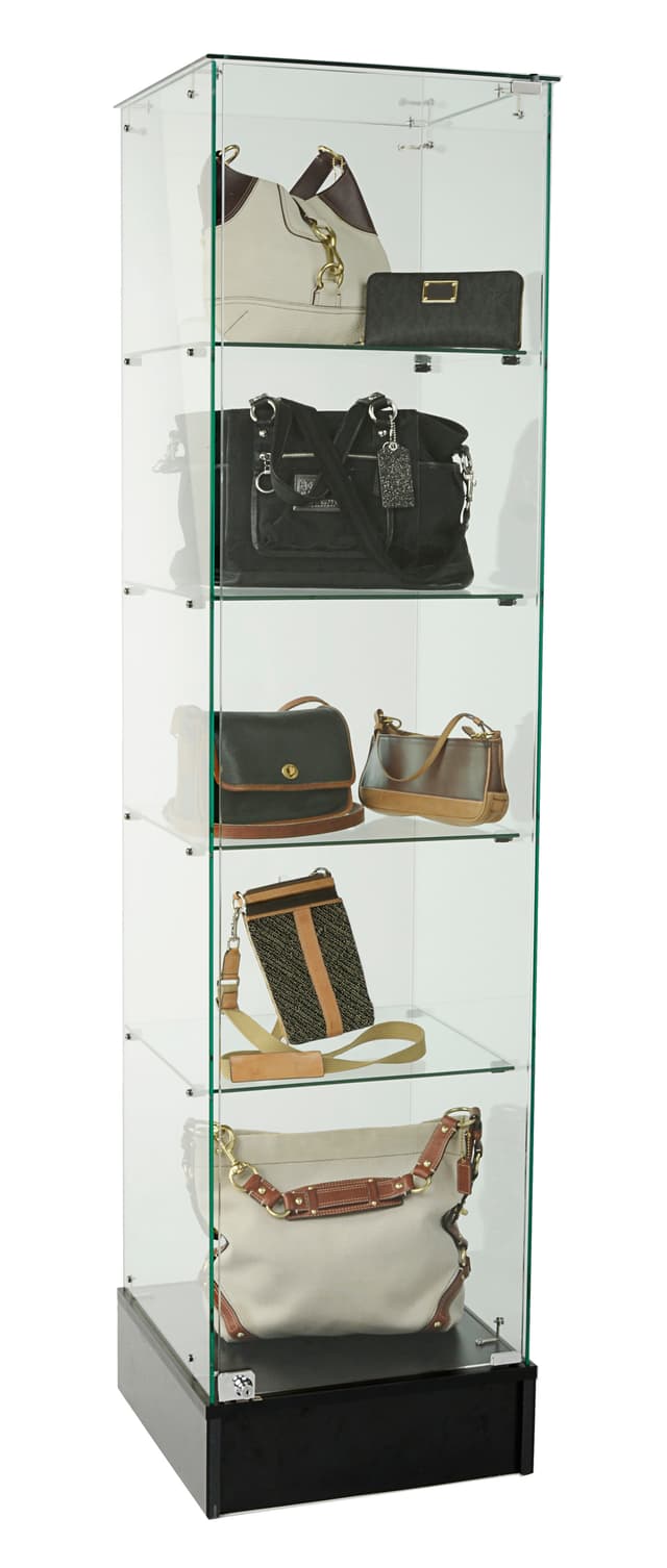 Retail Tower Display Case | Frameless Showcase with Tempered Glass ...