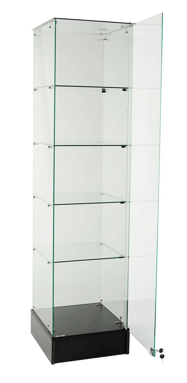 Retail Tower Display Case | Frameless Showcase with Tempered Glass ...