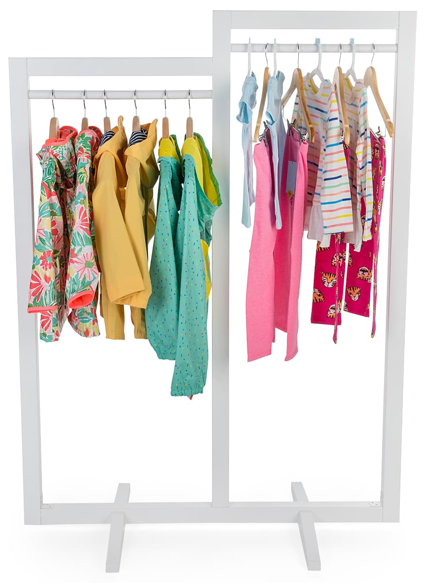 Modern Cottage Double Carry Clothing Rack | Minimalist Design | Displays2Go