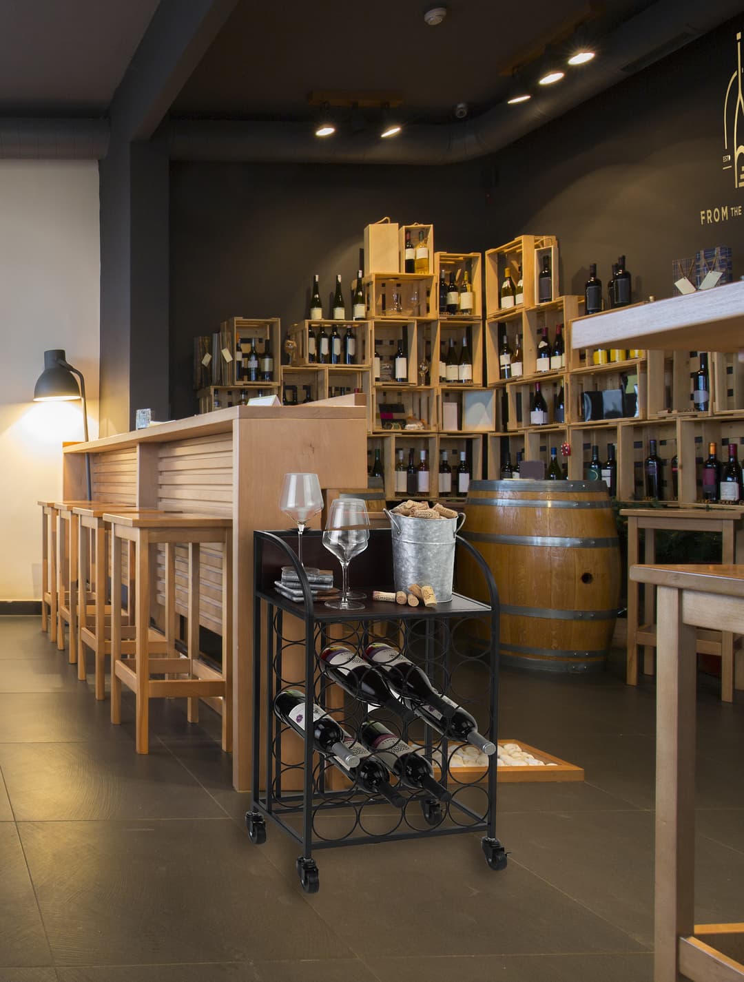 Wine Rack with Wheels | 2 Locking and 2 Non-Locking Casters | Displays2Go