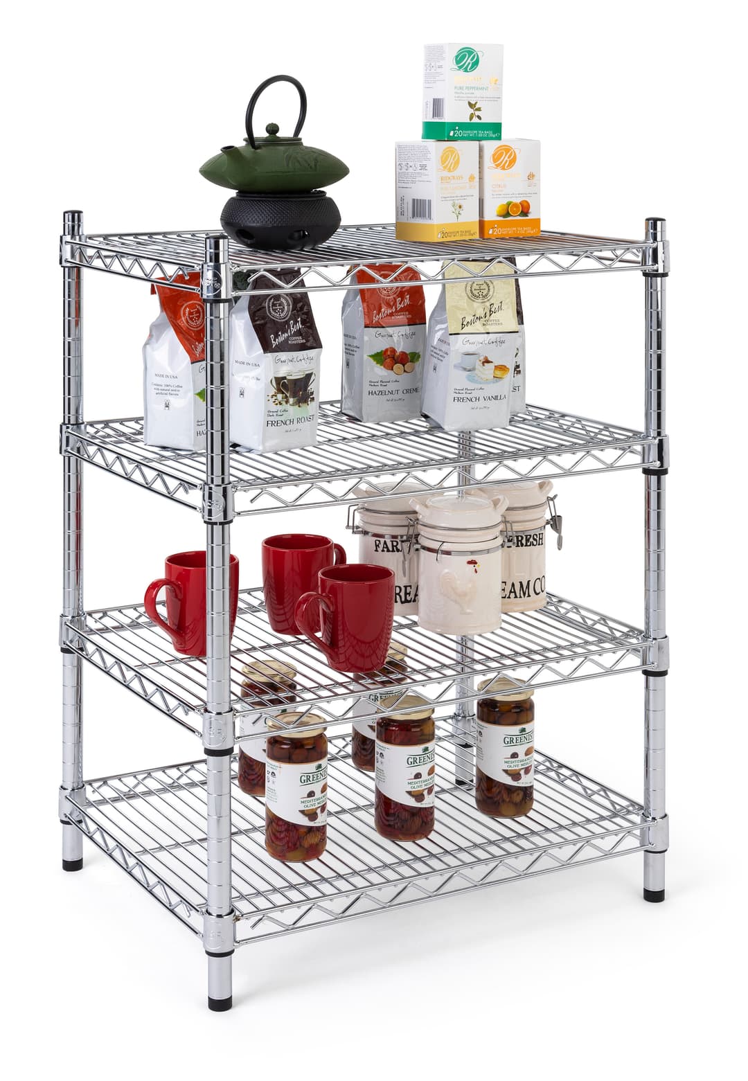 Metal Wire Shelving Unit | 4 Industrial Grade Tiers | Displays2Go