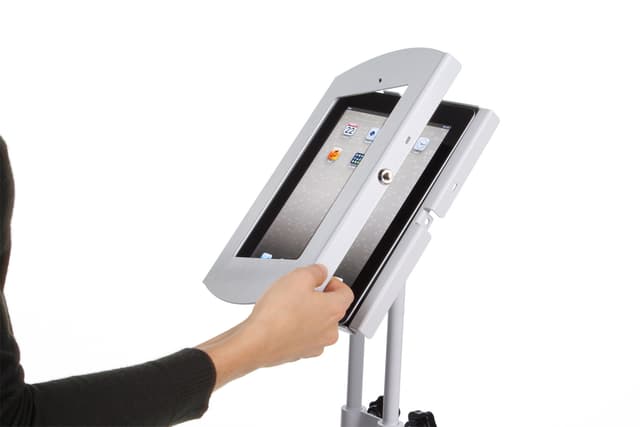 White iPad Stand | Locking Tablet Display | Displays2Go