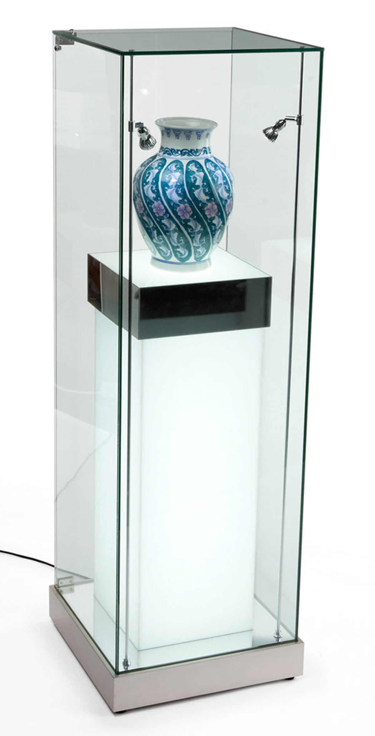Silver Illuminated Pedestals With LED Lighting & Inner Stand | Displays2Go