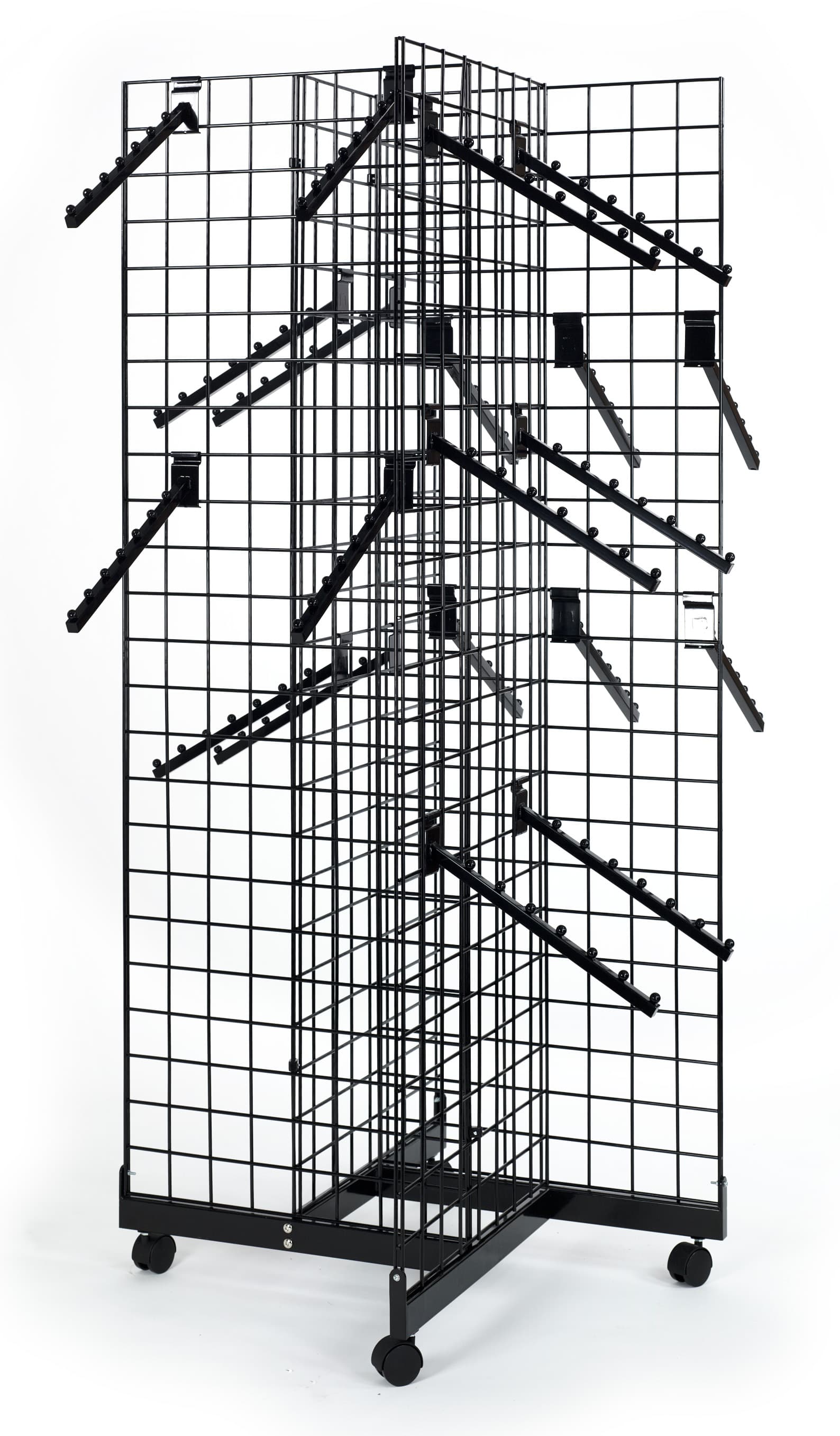Four Way Grid Rack | Includes 25 Waterfall Faceout Hooks | Displays2Go