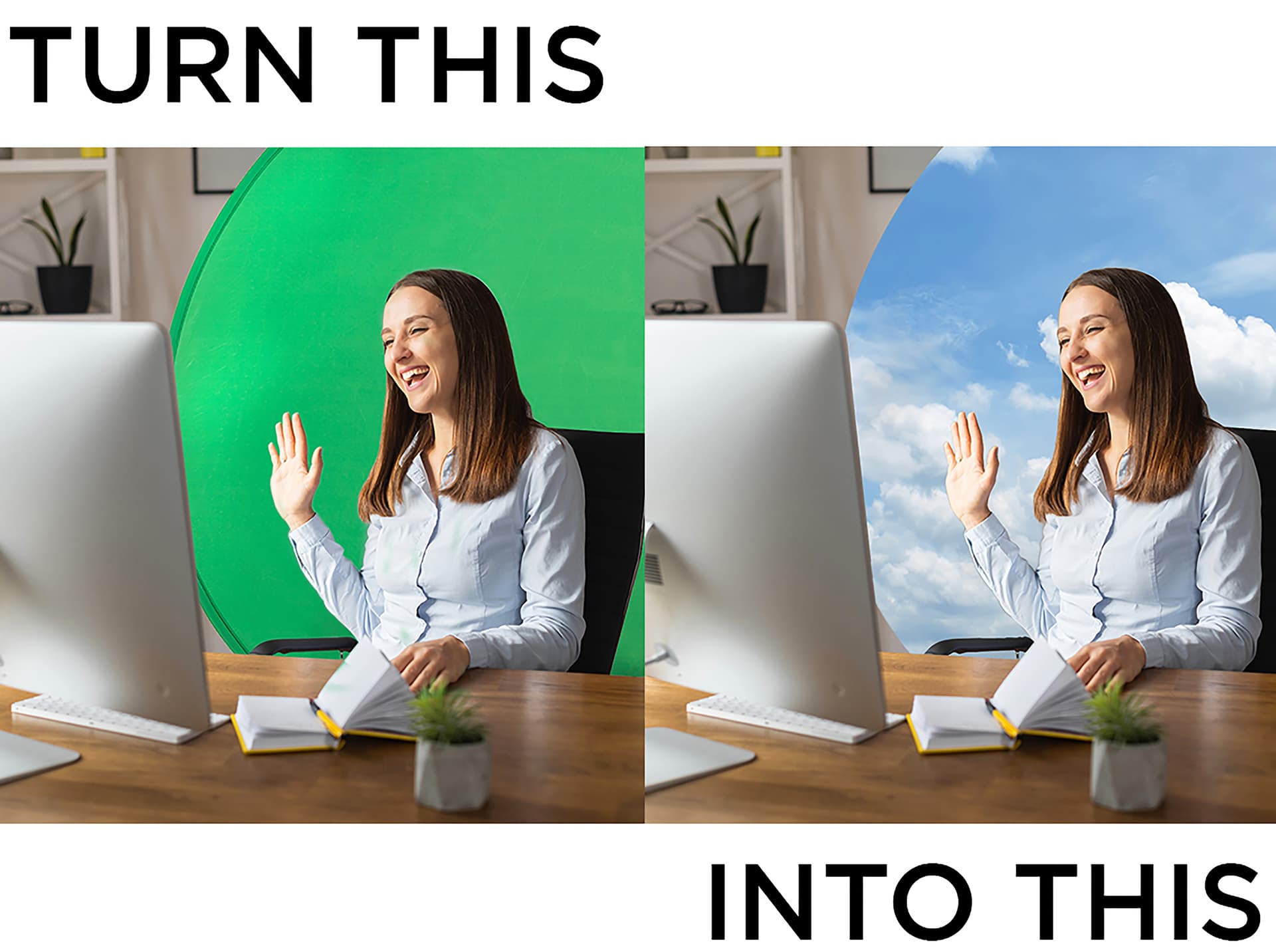 Portable Chair Mounted Green Screen | 60" Round Webcam Backdrop ...