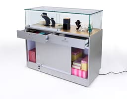 Jewelry Display Counter with LED Lights | Quarter Vision Case | Displays2Go