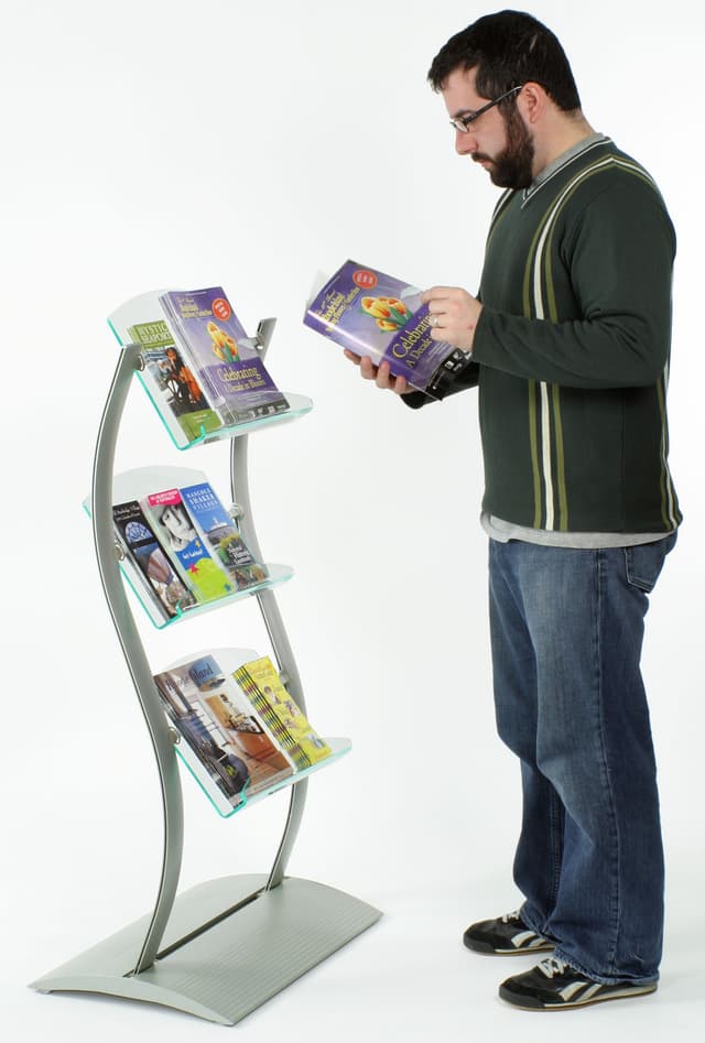 Publication Stand | 3-Tier Literature Stand w/ Acrylic Pockets ...