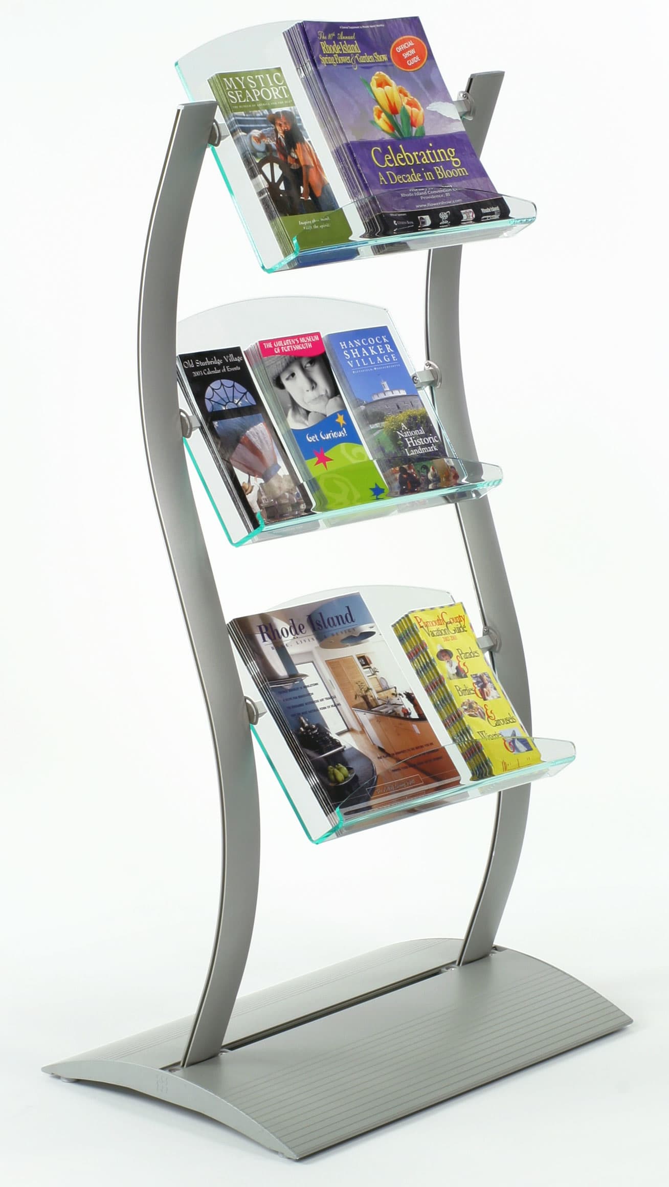 Publication Stand | 3-Tier Literature Stand w/ Acrylic Pockets ...