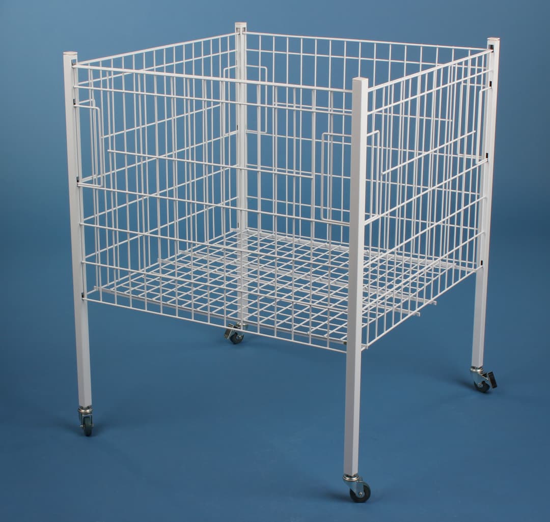 Mobile Wire Container | Adjustable Depth Bin & Locking Wheels | Displays2Go
