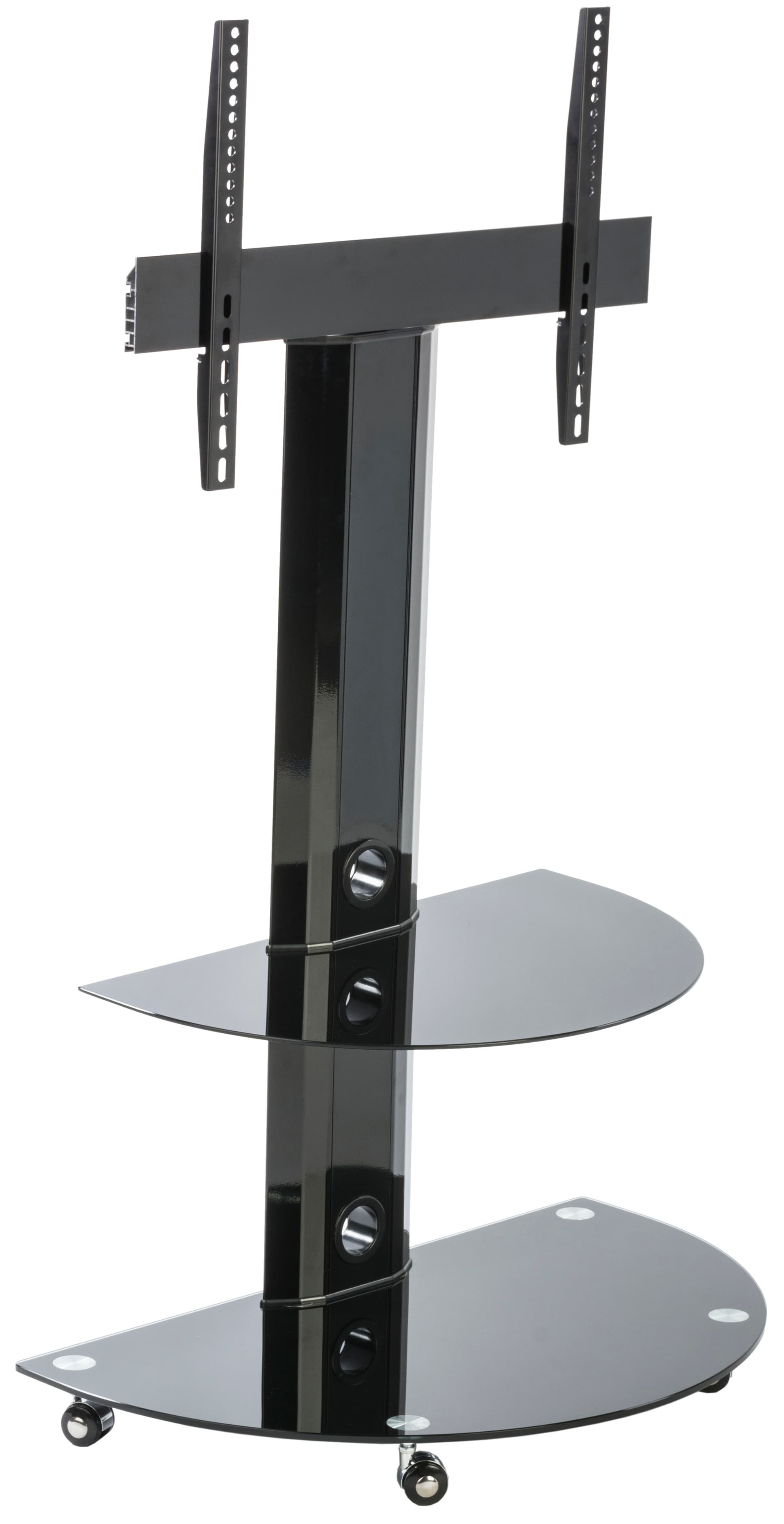 Glass and Metal TV Stand | 4 Casters and Cable Management | Displays2Go